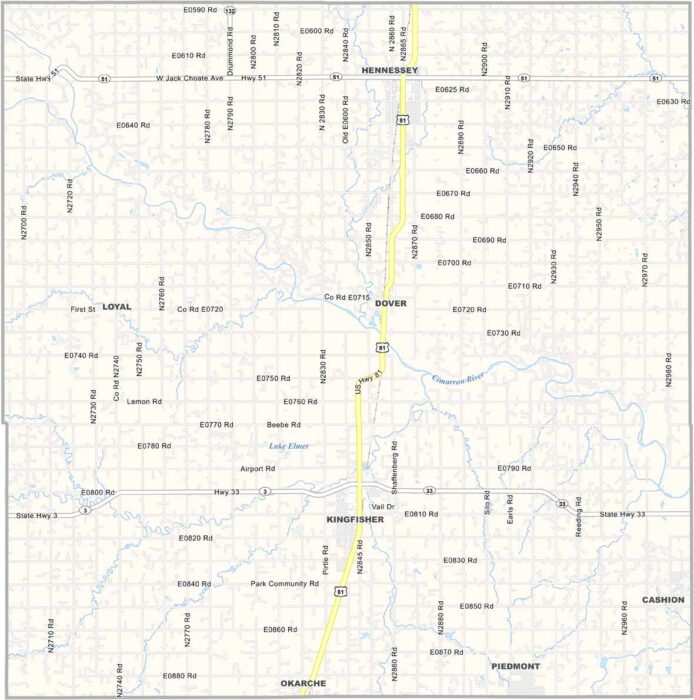 Canadian County Map, Oklahoma - US County Maps