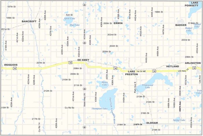 Kingsbury County Map, South Dakota - US County Maps