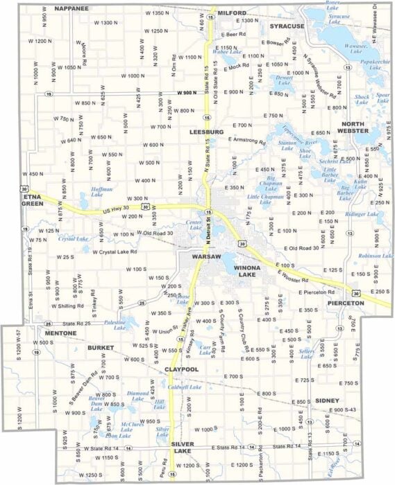 Elkhart County Map, Indiana - US County Maps