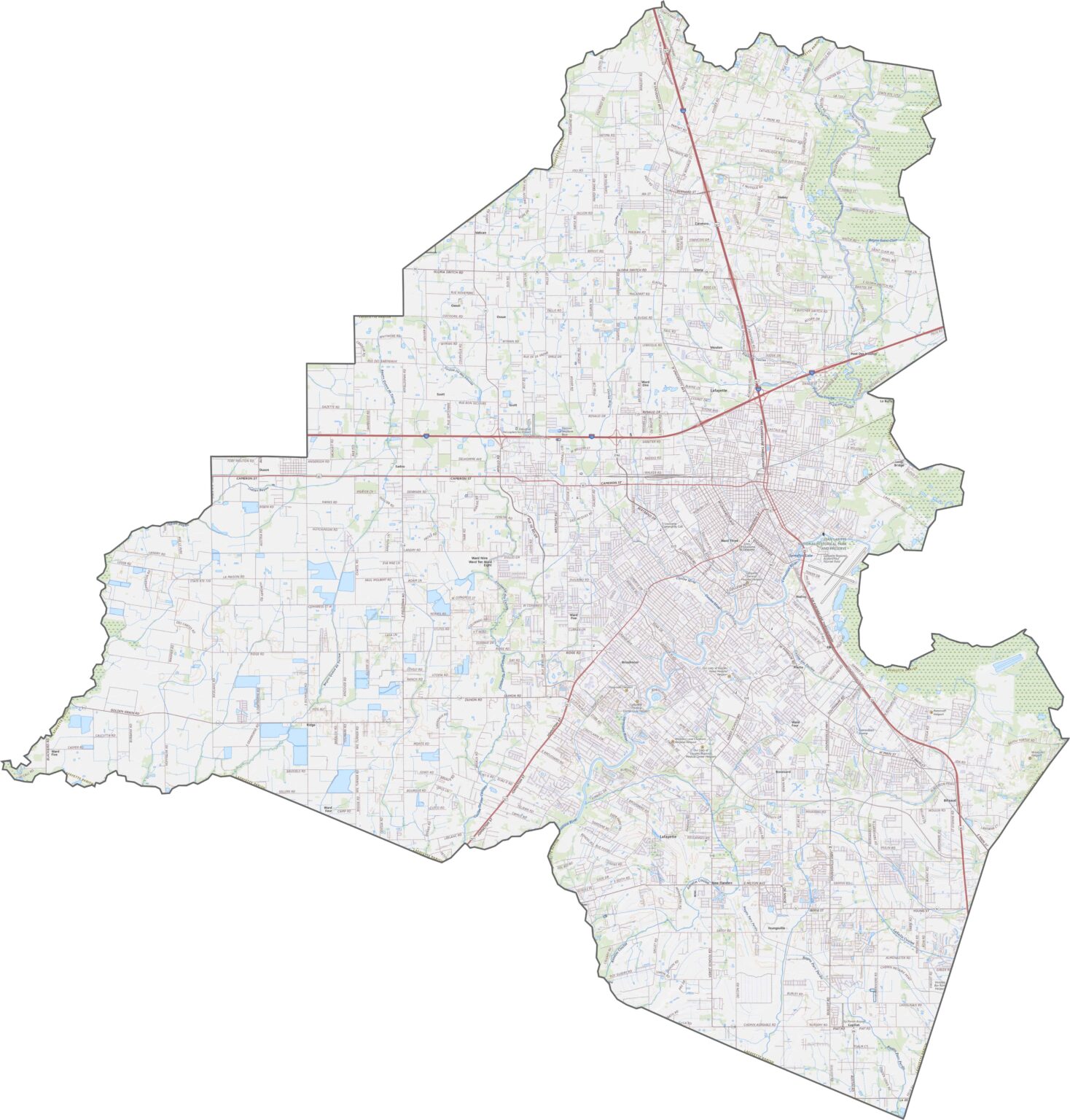 Lafayette Parish Map, Louisiana - US County Maps
