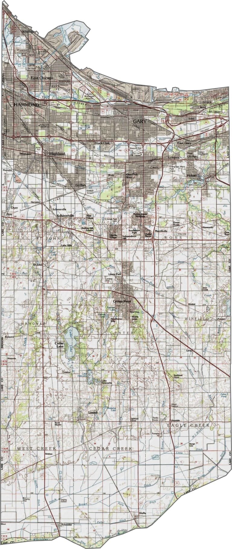 Lake County Map, Indiana - US County Maps