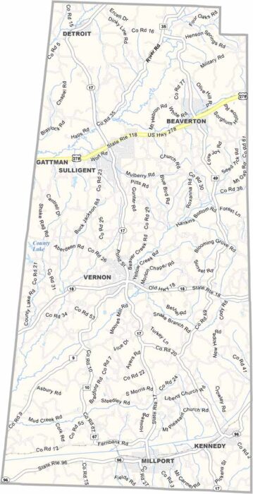 Lamar County Map, Alabama - US County Maps