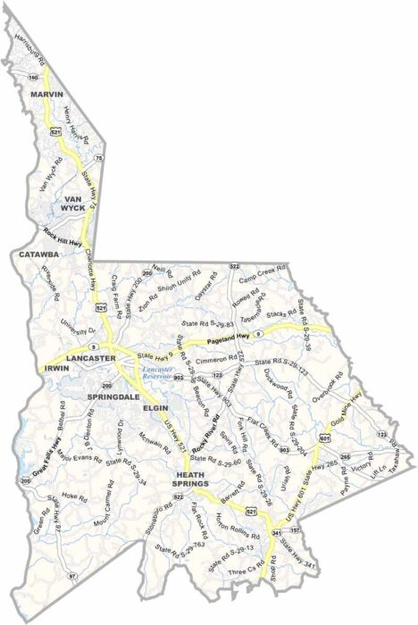 Lancaster County Map, South Carolina - US County Maps