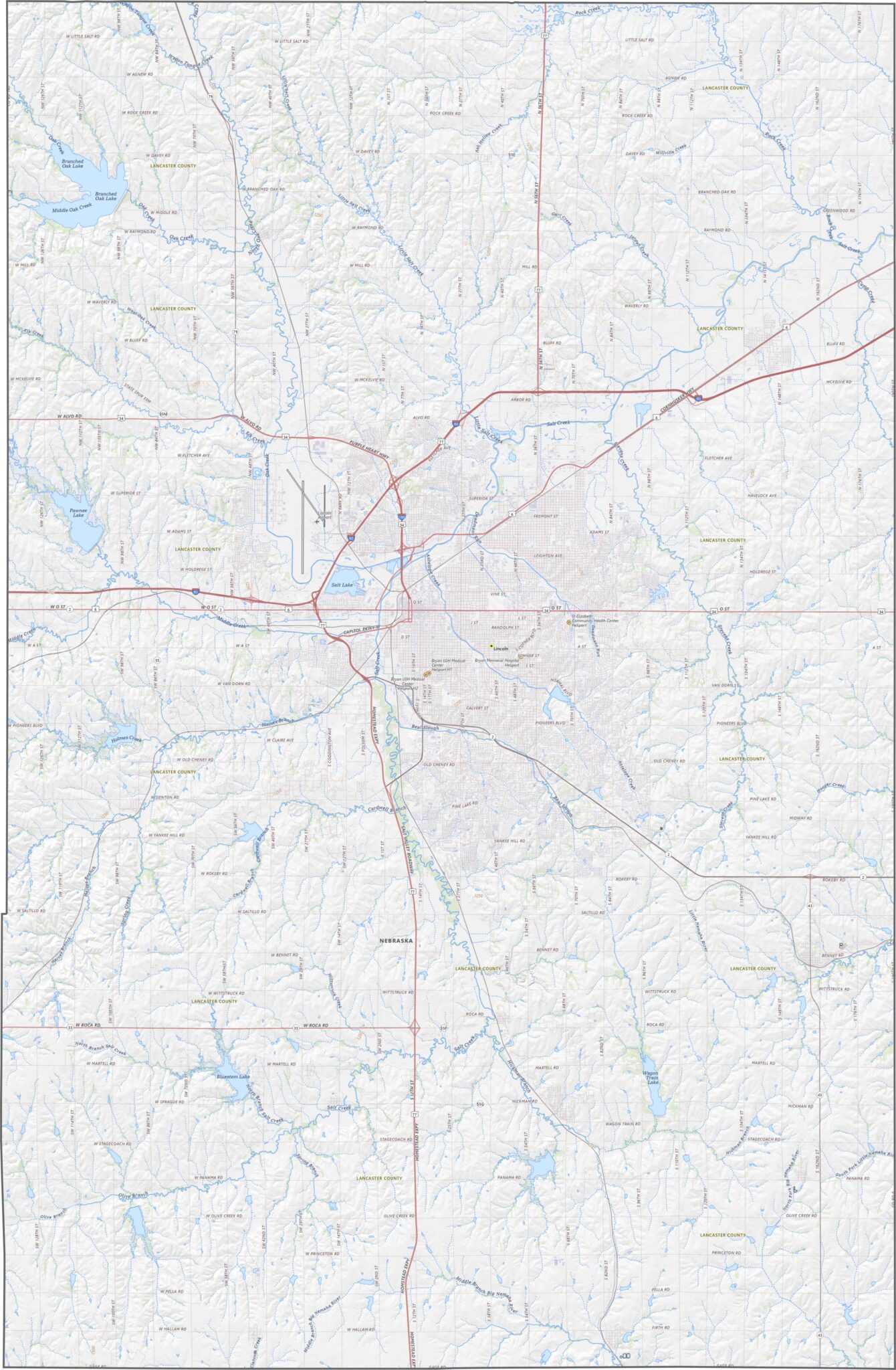Lancaster County Map, Nebraska - US County Maps