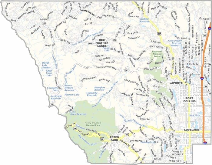 Larimer County Map, Colorado - US County Maps