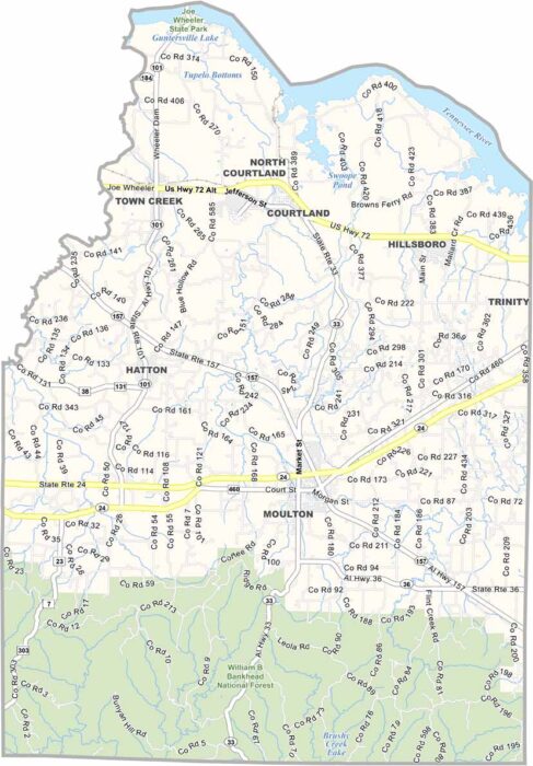 Lawrence County Map, Alabama - US County Maps