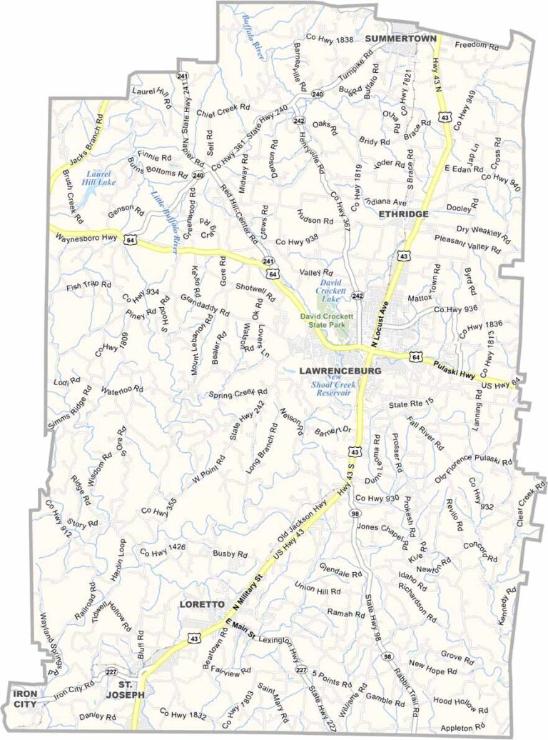 Maury County Map, Tennessee - US County Maps