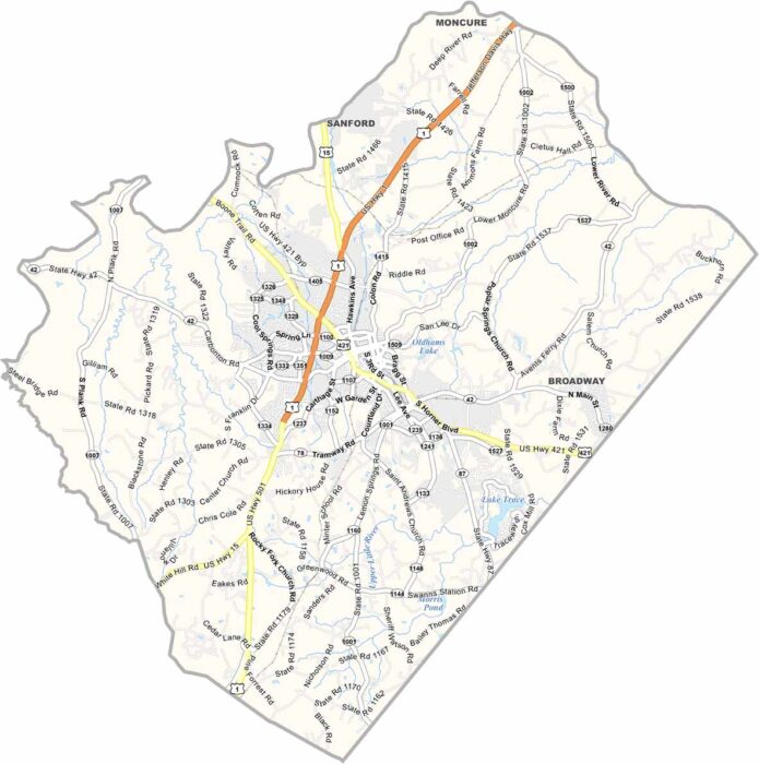 Moore County Map, North Carolina - US County Maps