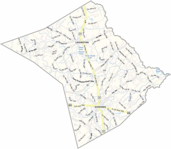 Lee County Map, Texas - US County Maps