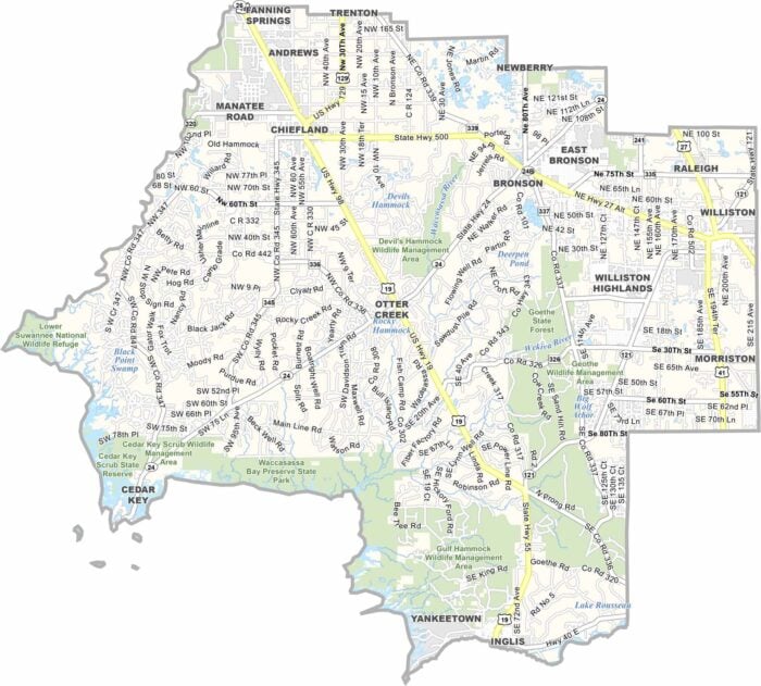 Levy County Map, Florida - US County Maps