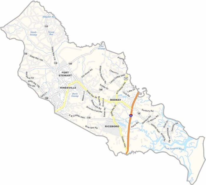 Liberty County Map, Georgia - US County Maps