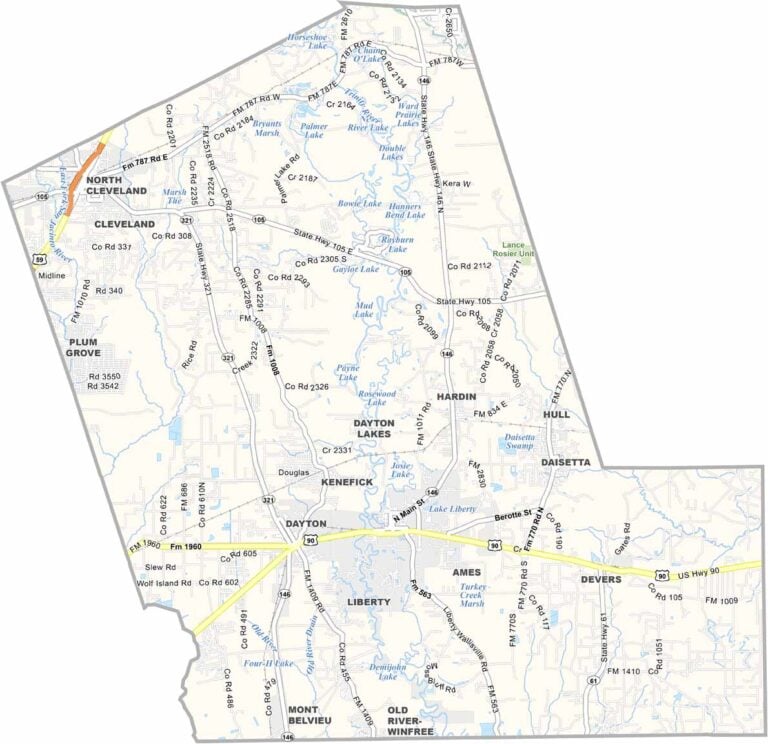 Liberty County Map, Texas - US County Maps