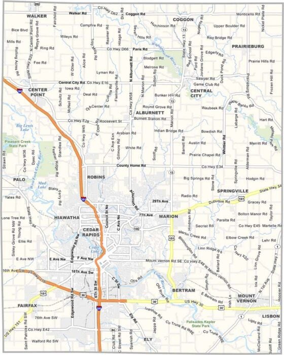 Linn County Map, Iowa - US County Maps