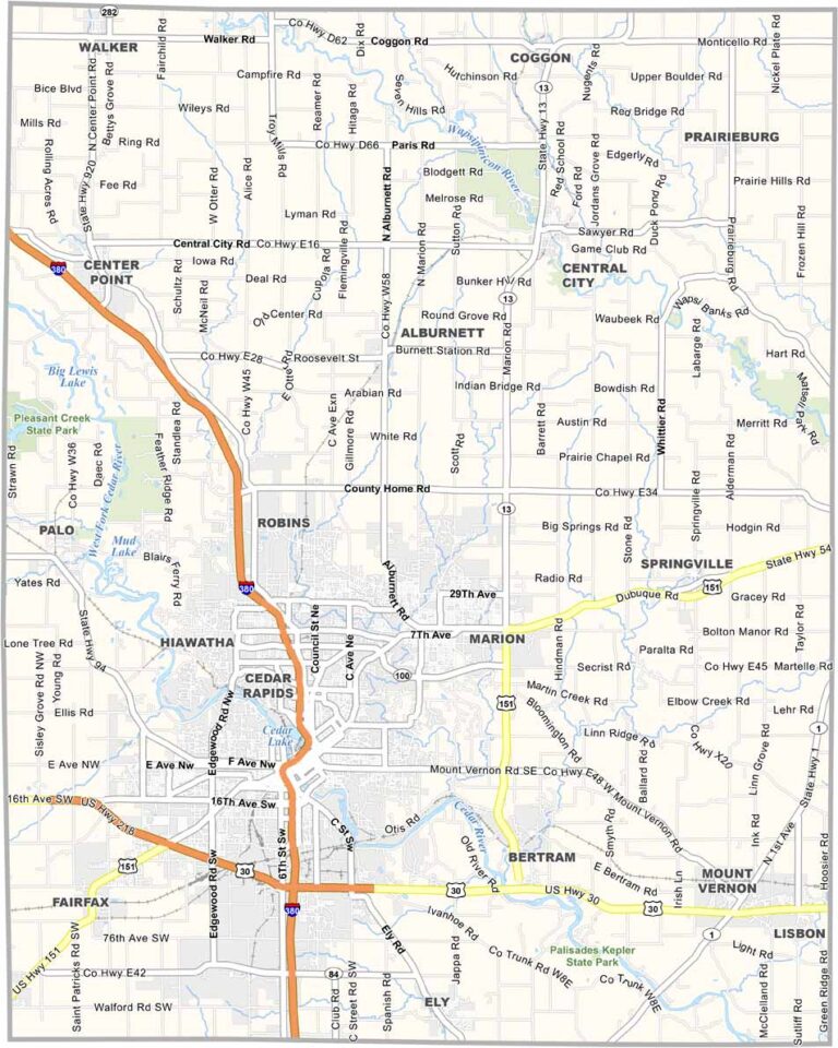 Linn County Map, Iowa - US County Maps