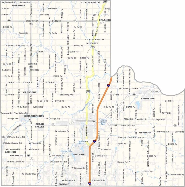 Logan County Map, Oklahoma - US County Maps