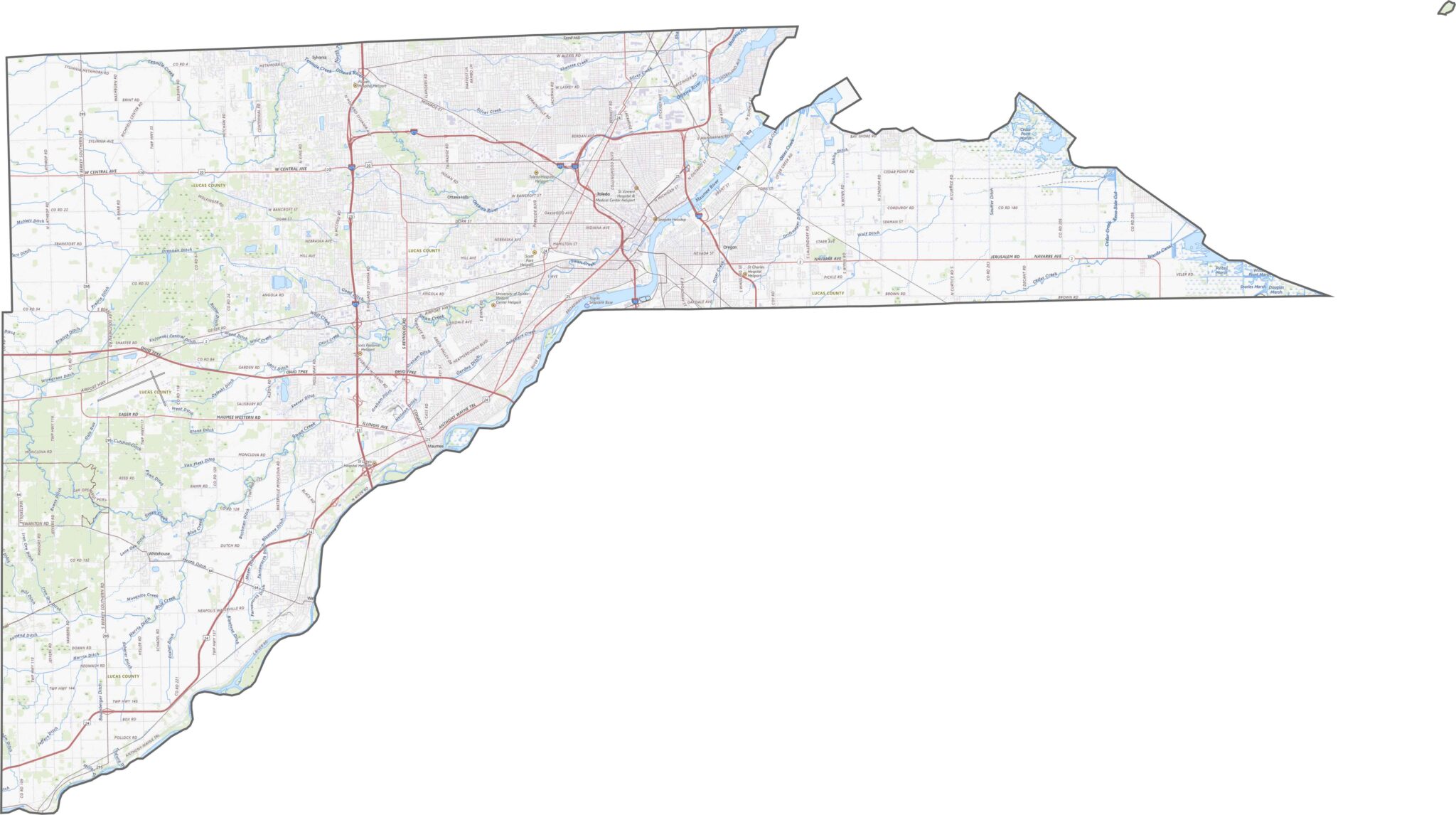 Lucas County Map, Ohio - US County Maps