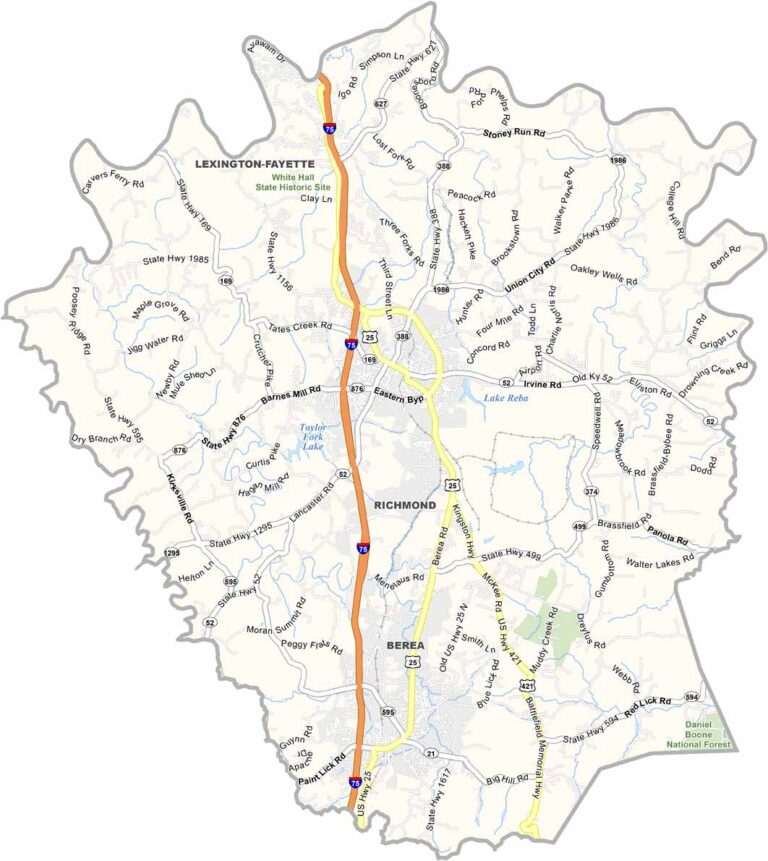 Madison County Map, Kentucky - US County Maps