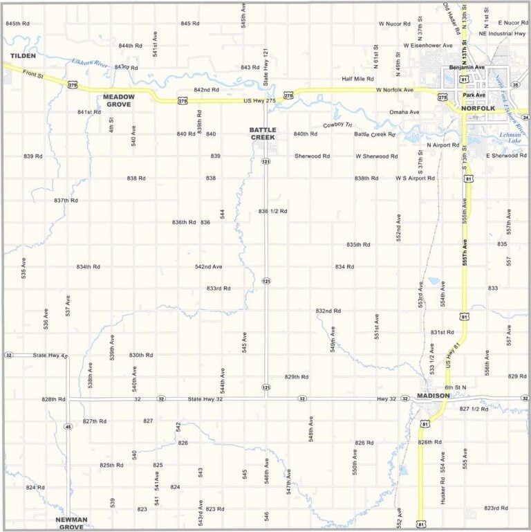 Madison County Map, Nebraska - US County Maps