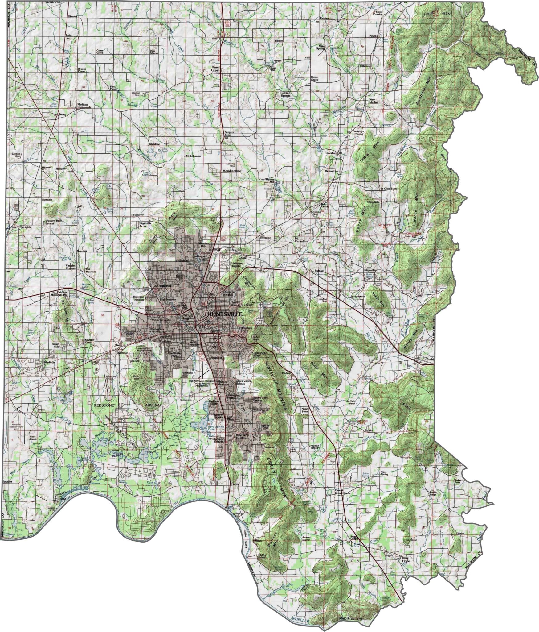 Madison County Map, Alabama - US County Maps