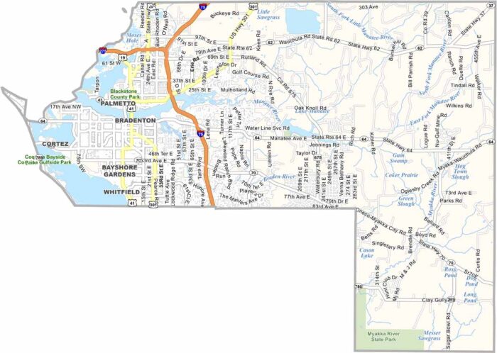 Manatee County Map, Florida - US County Maps