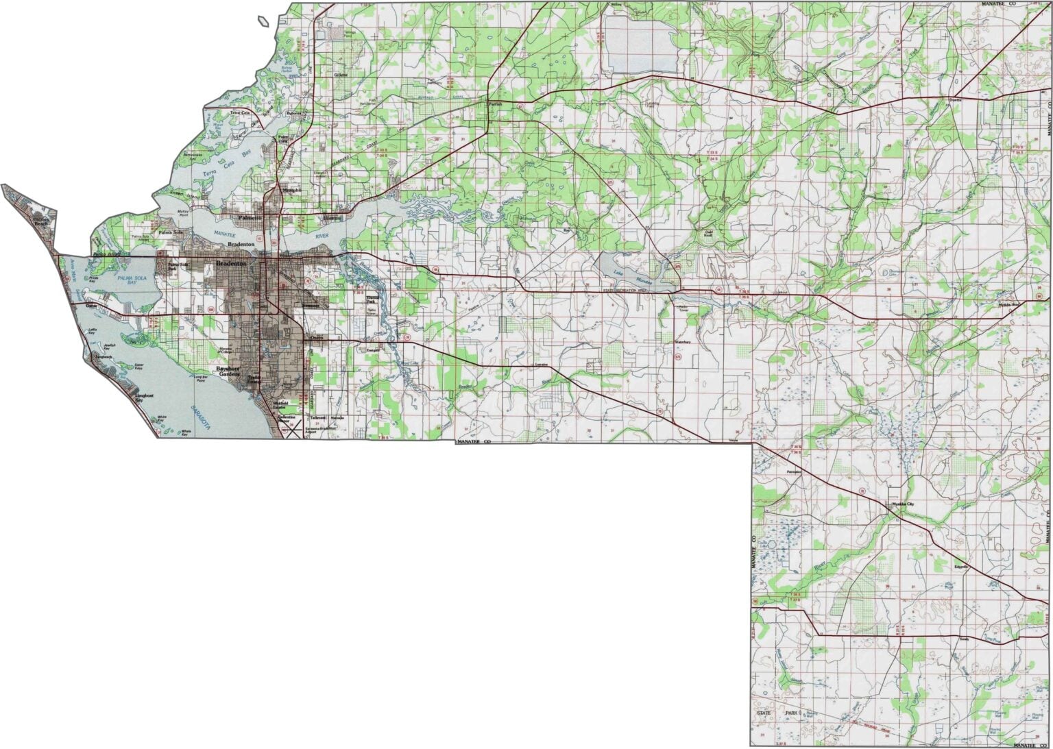 Manatee County Map, Florida - US County Maps