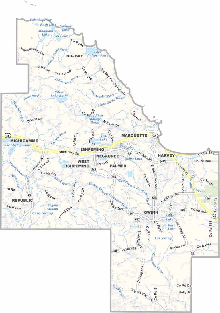 Marquette County Map, Michigan - US County Maps