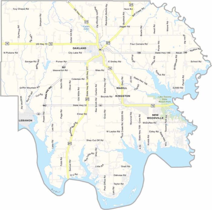 Marshall County Map, Oklahoma - US County Maps