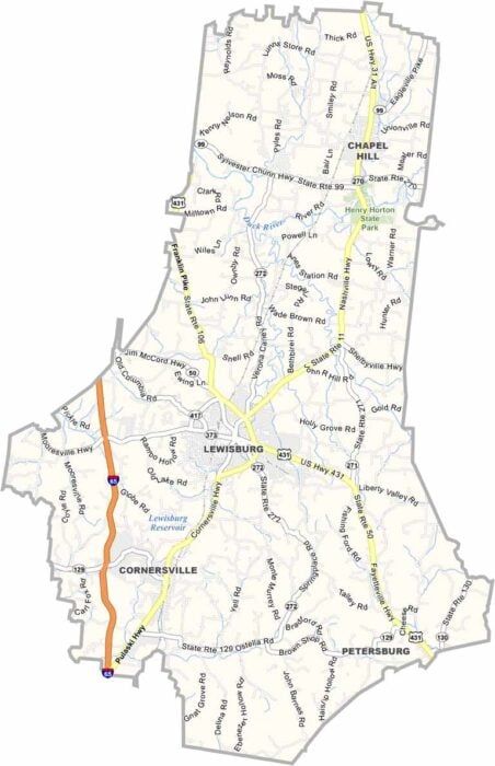 Rutherford County Map, Tennessee - US County Maps