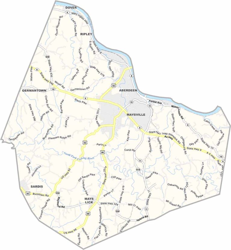 Mason County Map, Kentucky - US County Maps