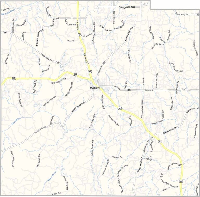 Mason County Map, Texas - US County Maps