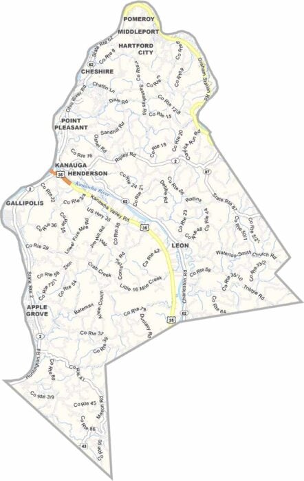 Cabell County Map, West Virginia - US County Maps