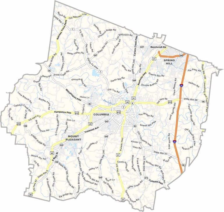 Maury County Map, Tennessee - US County Maps
