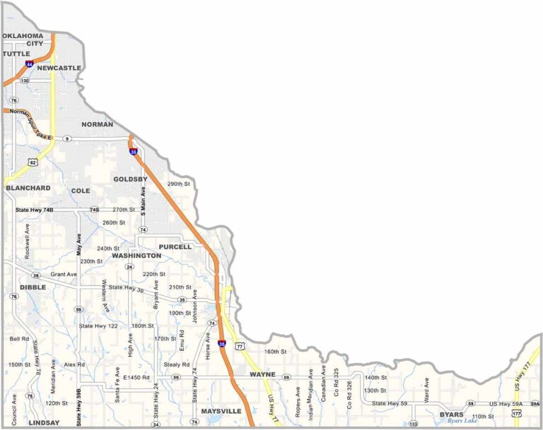 Cleveland County Map, Oklahoma - US County Maps