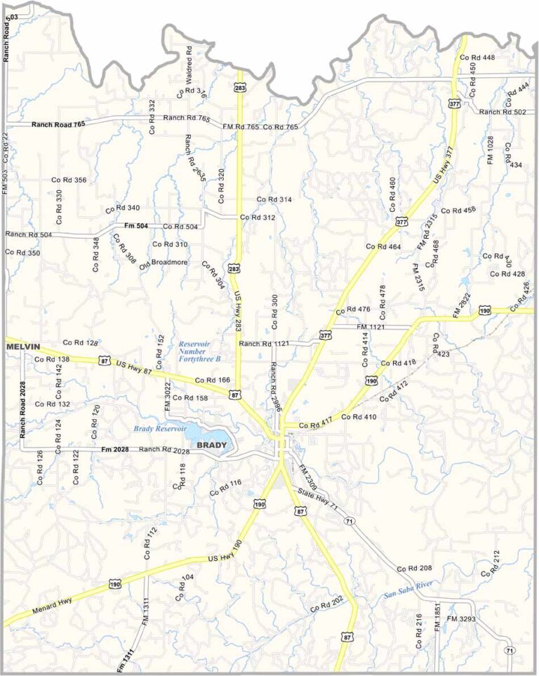 McCulloch County Map, Texas - US County Maps