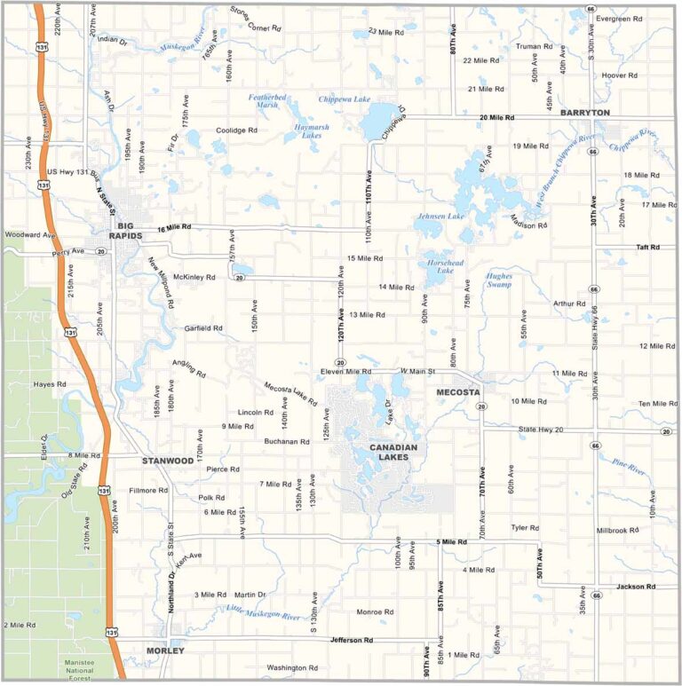 Mecosta County Map, Michigan - US County Maps