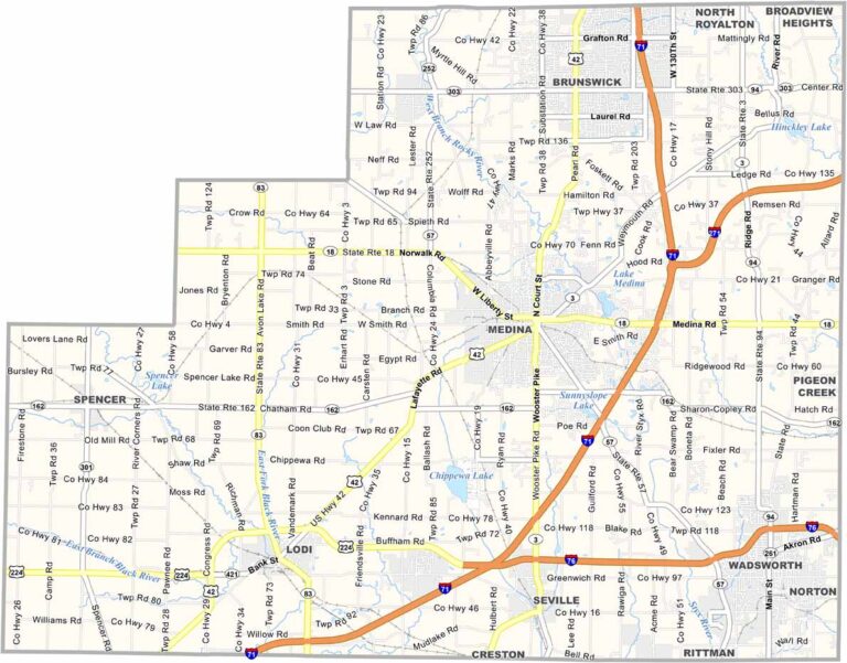 Medina County Map, Ohio - US County Maps