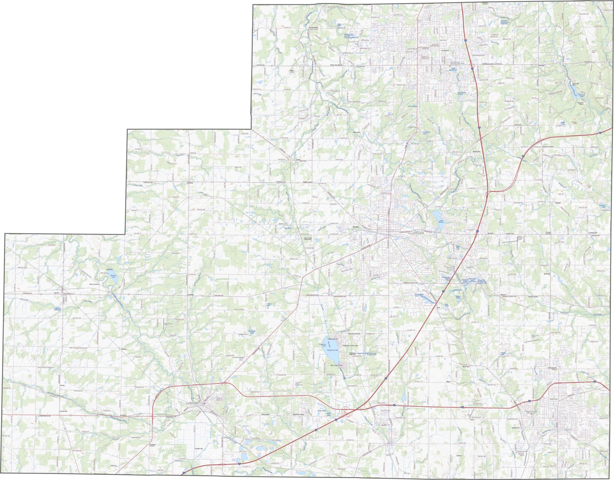 Medina County Map, Ohio - US County Maps