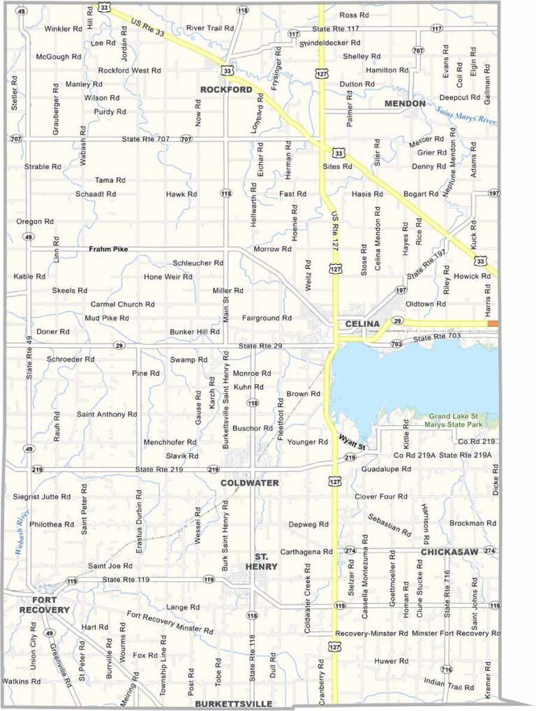 Mercer County Map, Ohio - US County Maps