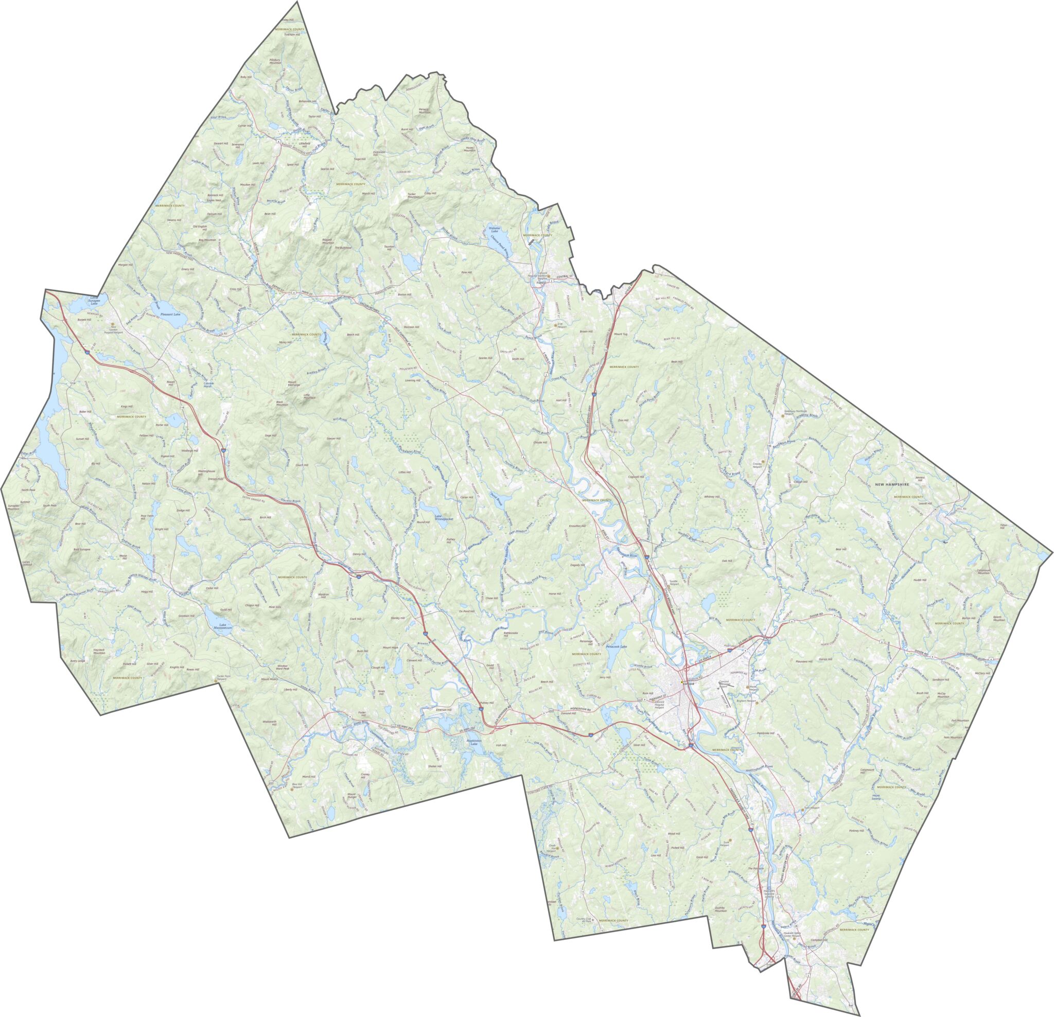Merrimack County Map, New Hampshire - US County Maps