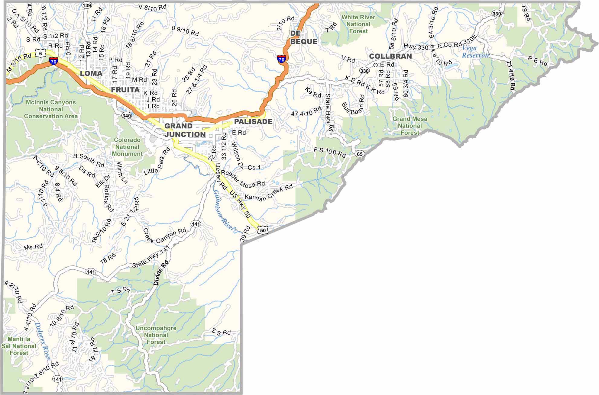 Mesa County Map, Colorado - US County Maps