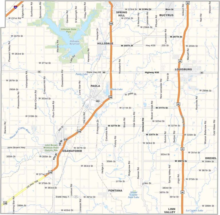 Miami County Map, Kansas - US County Maps