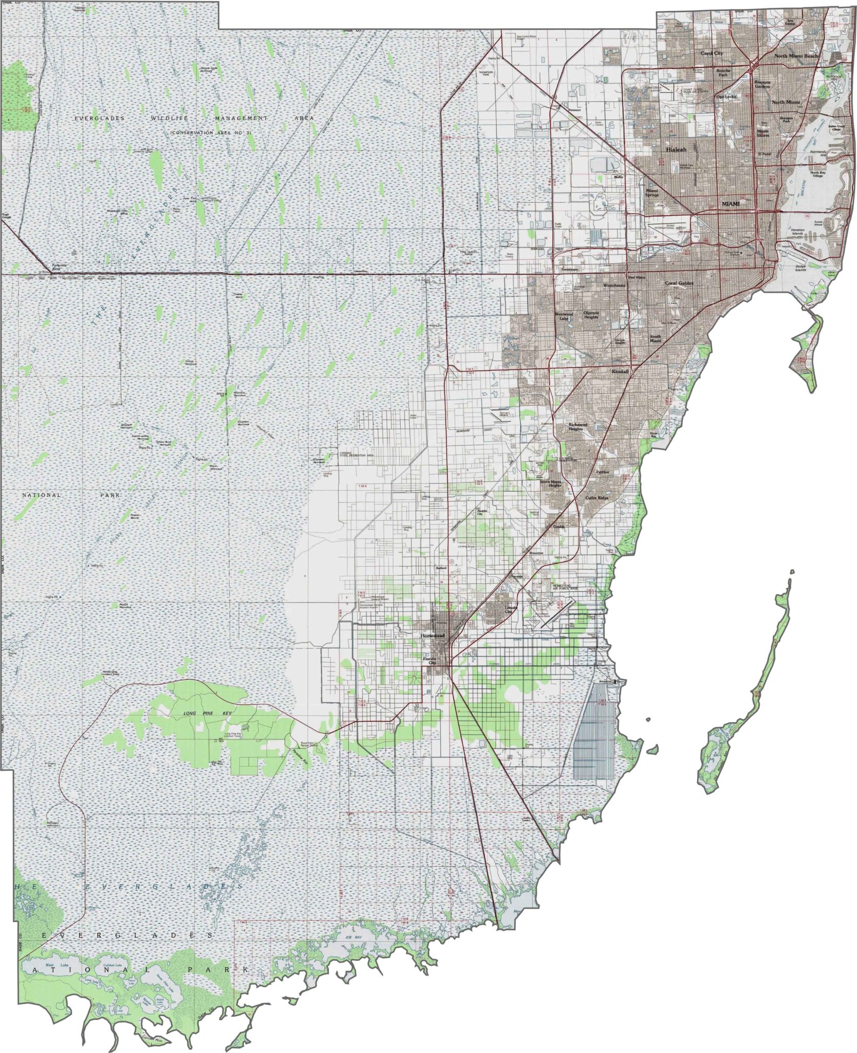 Miami-Dade County Map, Florida - US County Maps