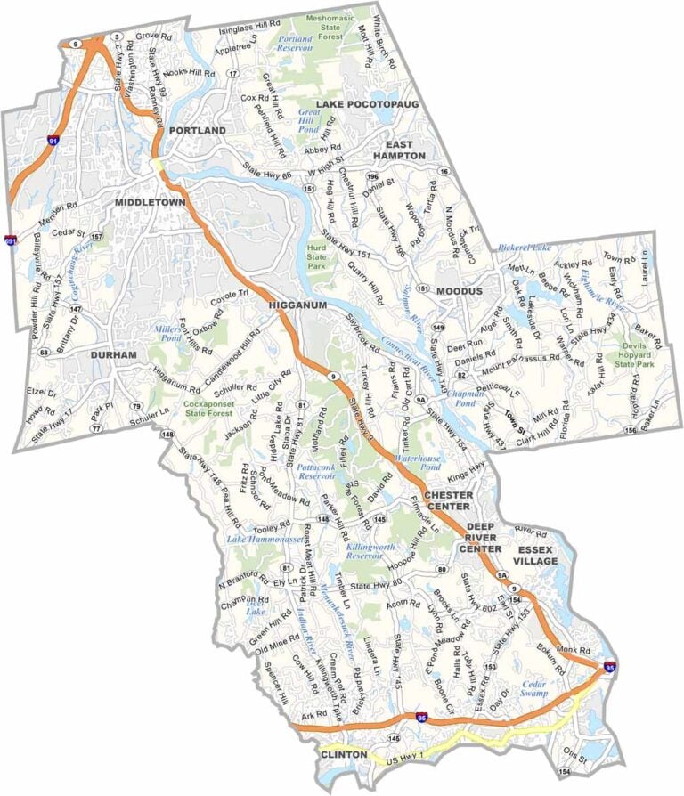 Middlesex County Map, Connecticut - US County Maps