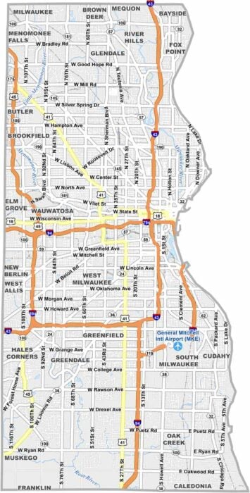 Milwaukee County Map, Wisconsin - US County Maps