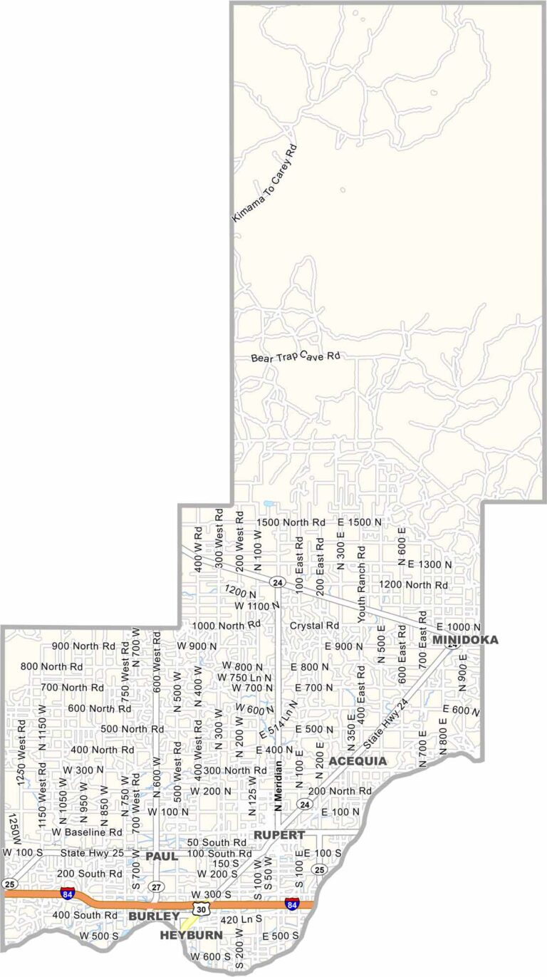 Minidoka County Map, Idaho - US County Maps