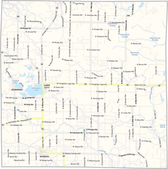 Missaukee County Map, Michigan - US County Maps