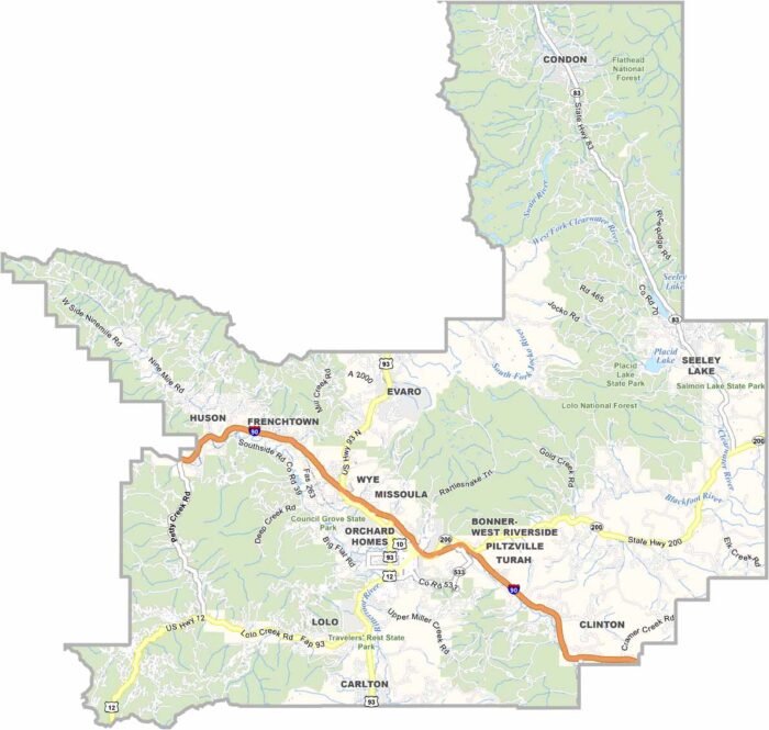 Missoula County Map, Montana - US County Maps