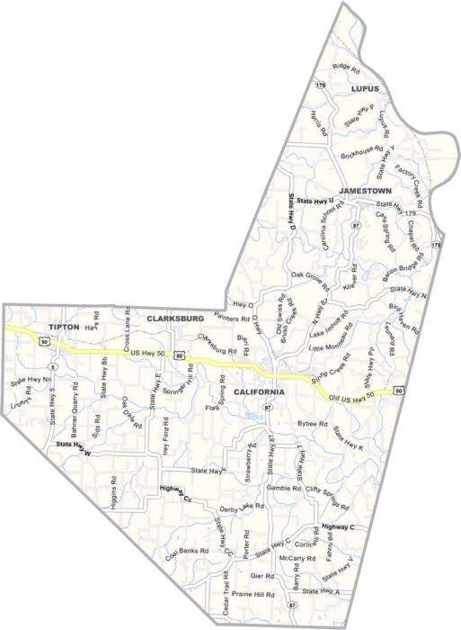 Moniteau County Map, Missouri - US County Maps