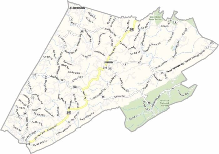Monroe County Map, West Virginia - US County Maps