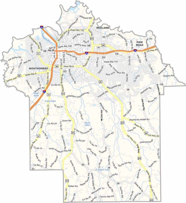 Montgomery County Map, Alabama - US County Maps